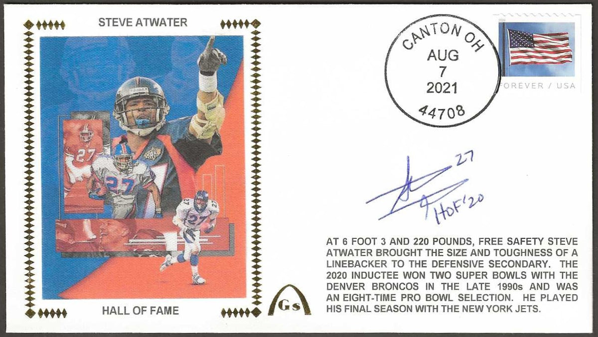 Steve Atwater Autographed Hall Of Fame Gateway Stamp Commemorative Cac ...