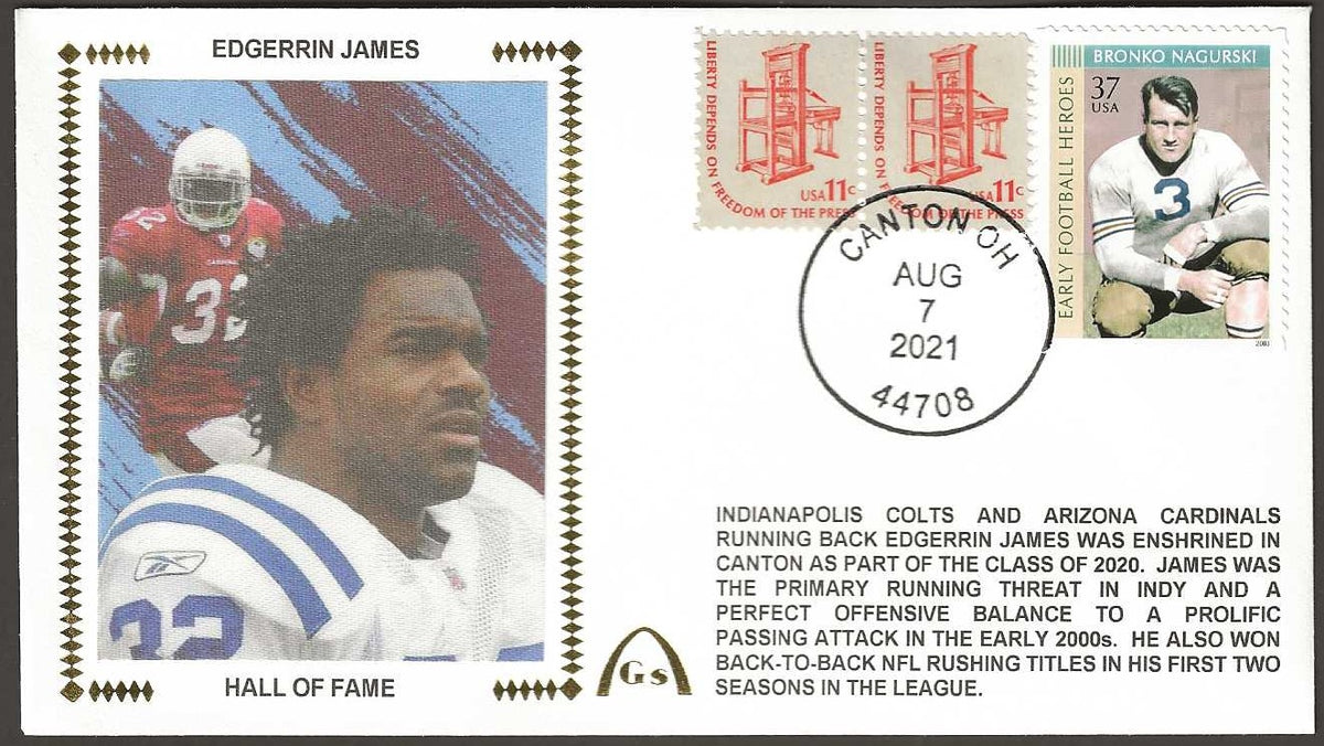 Edgerrin James Autographed Hall Of Fame Gateway Stamp Cachet Envelope ...