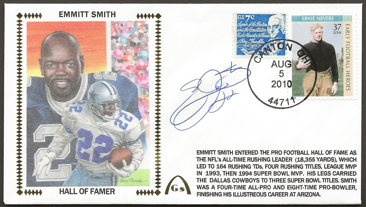 Emmitt Smith Autographed Hall Of Fame Gateway Stamp Commemorative Cach ...