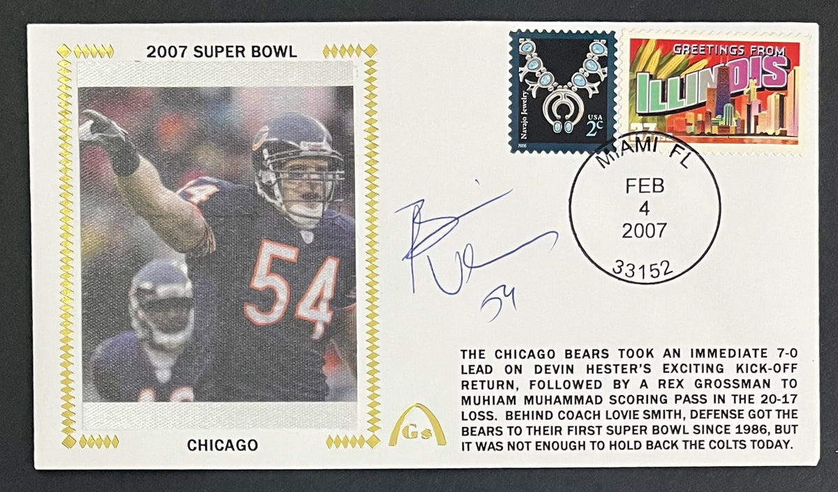 Brian Urlacher Autographed Super Bowl 41 XLI Gateway Stamp Cachet Enve ...