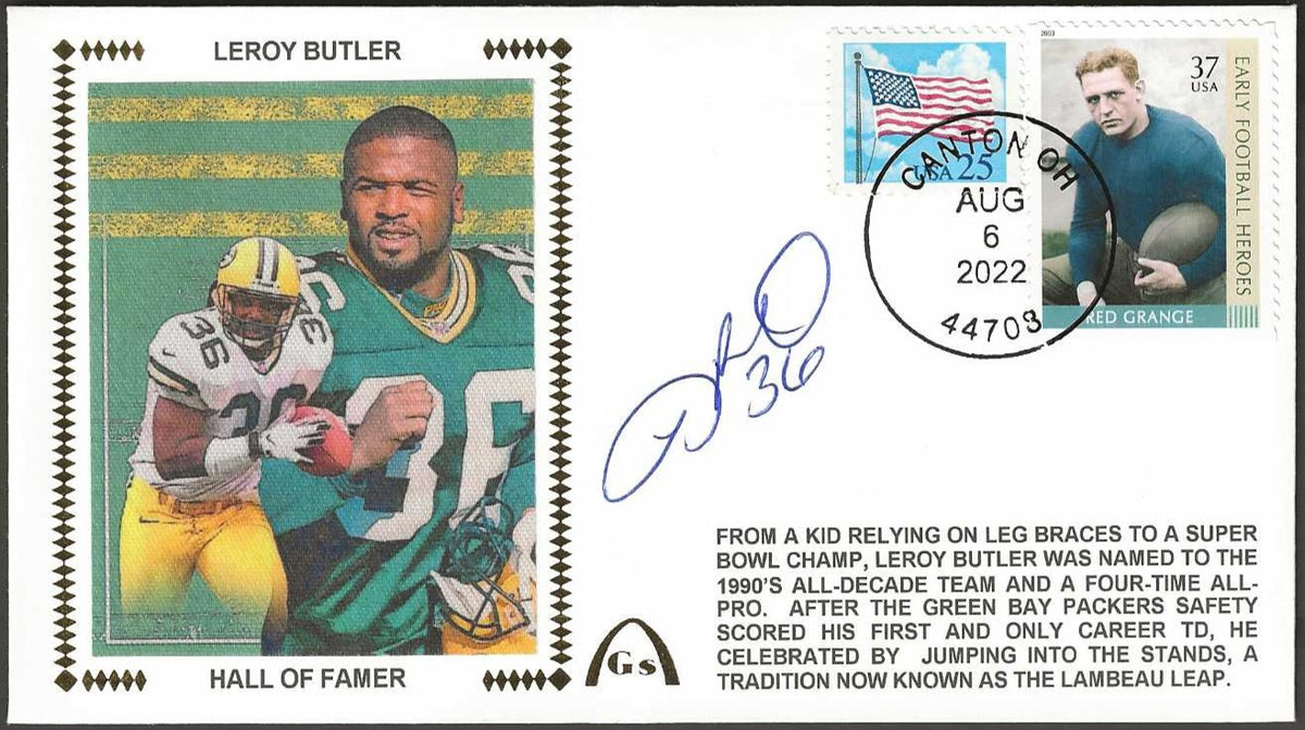 LeRoy Butler Autographed Hall Of Fame HOF Gateway Stamp Commemorative ...