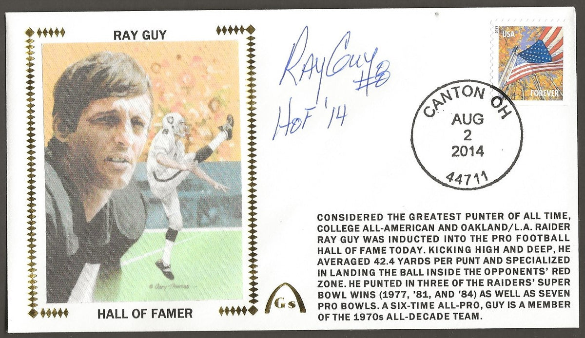 Ray Guy Autographed Hall Of Fame Gateway Stamp Cachet Envelope - Los A ...
