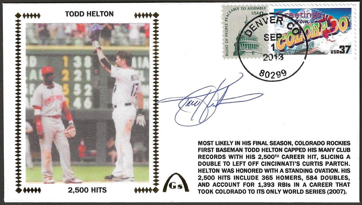 Todd Helton Autographed 2,500 Hits Refundable Deposits Gateway Stamp C ...