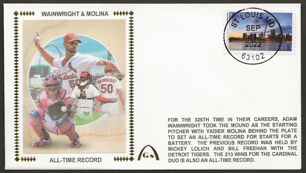 Adam Wainwright & Yadier Molina 325 Games Un-Autographed Gateway Stamp ...