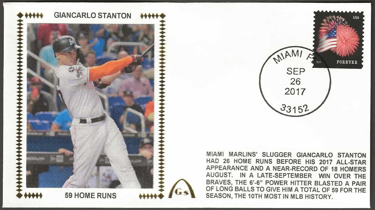 Giancarlo Stanton Un-Signed 59 Home Runs Gateway Stamp Envelope - Miam ...