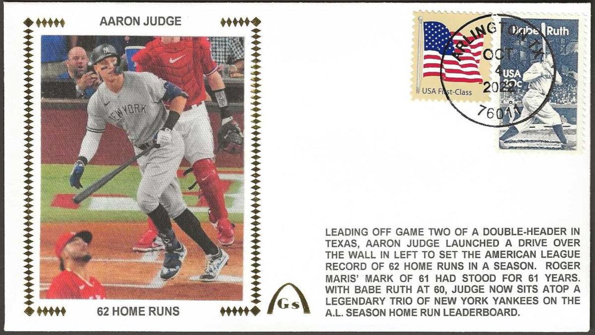 Aaron Judge Un-Signed 62 Home Runs Gateway Stamp Cachet Commemorative ...