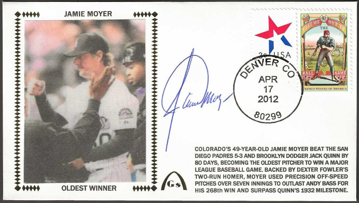 Jamie Moyer Autographed Oldest MLB Winning Pitcher Gateway Stamp Envel ...