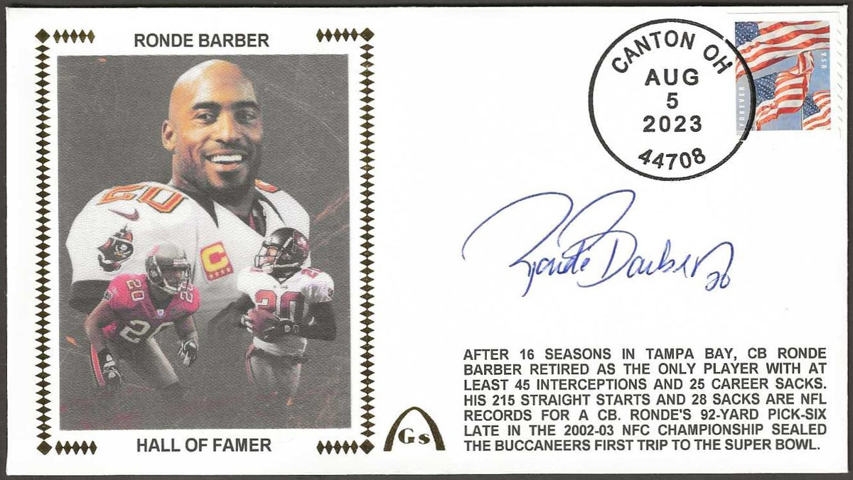 Ronde Barber Autographed Hall Of Fame Gateway Stamp Cachet Commemorati ...