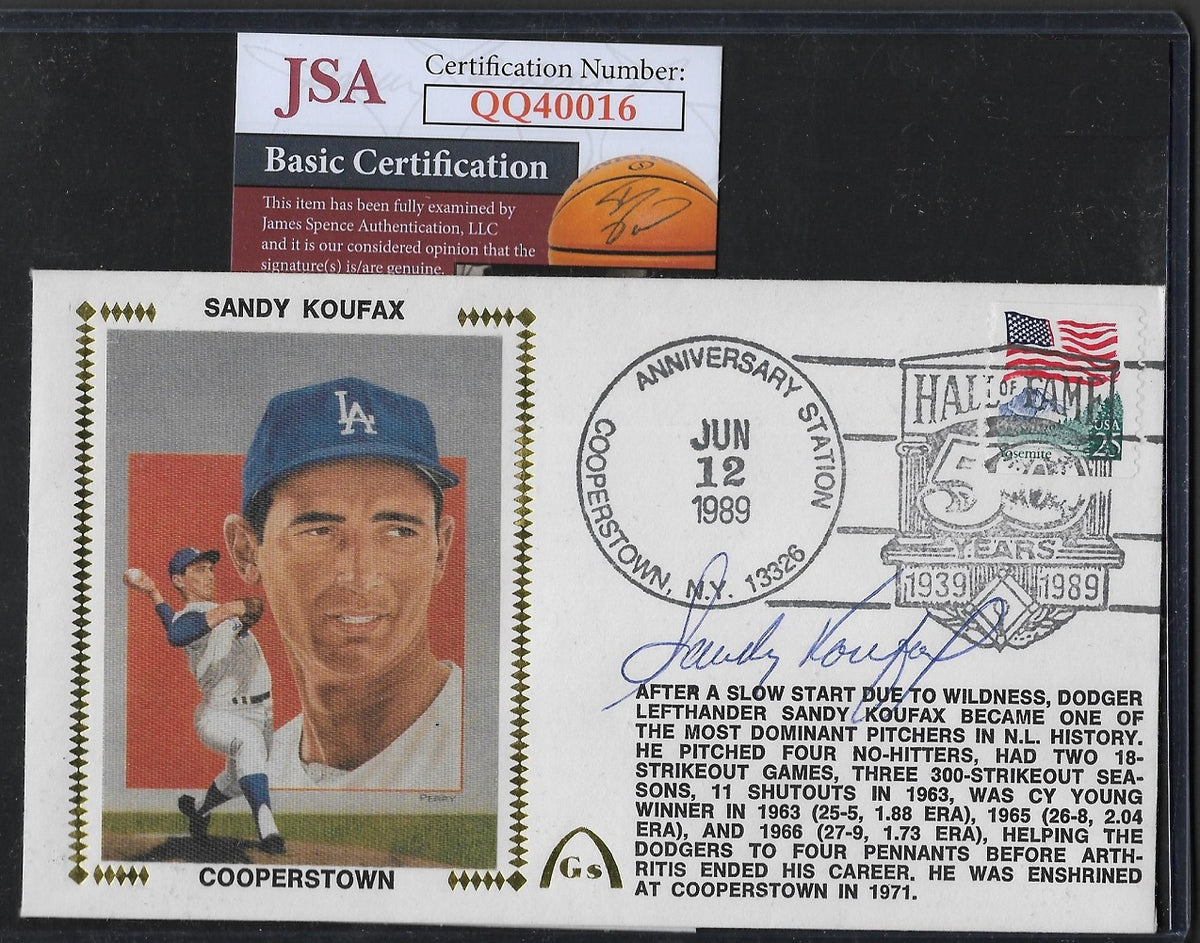 Sandy Koufax Autographed Hall Of Fame 50th Anniversary Gateway Stamp E ...