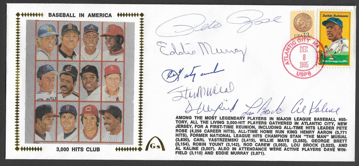 3,000 Hits Club Signed by Carl Yastrzemski, Stan Musial, Lou Brock, Al ...