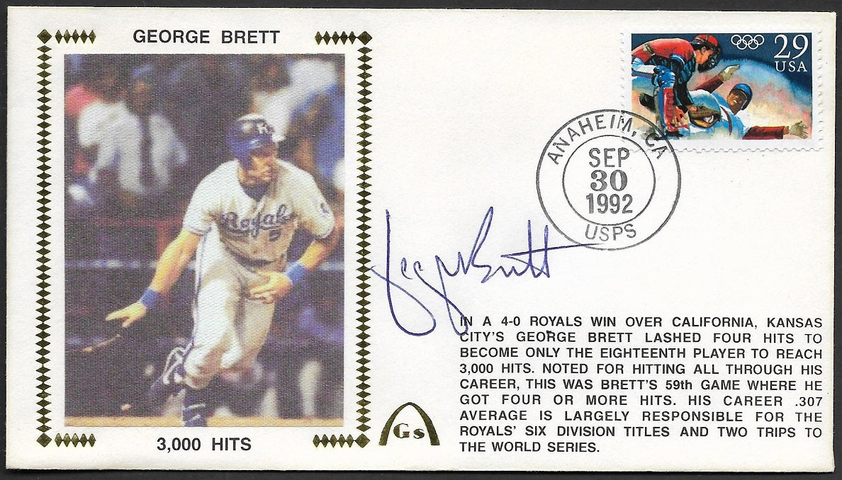 George Brett 3,000 Hits Autographed Gateway Stamp Envelope - Kansas Ci ...