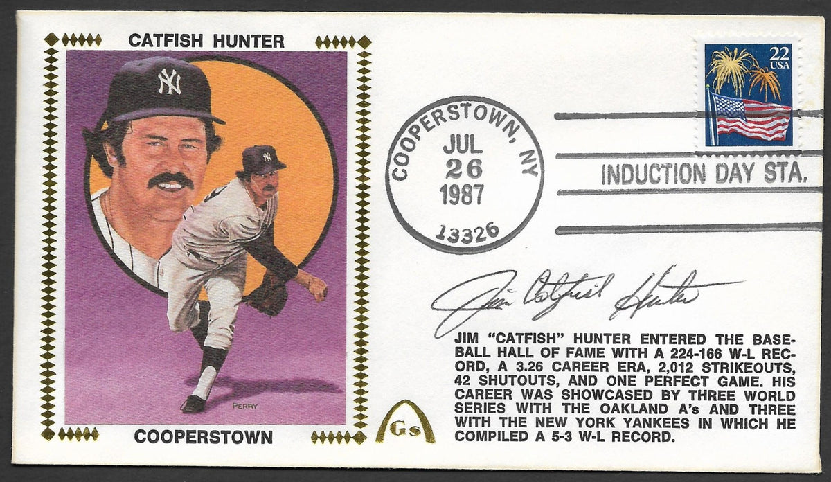 Jim Catfish Hunter Autographed Hall Of Fame Gateway Stamp Envelope ...