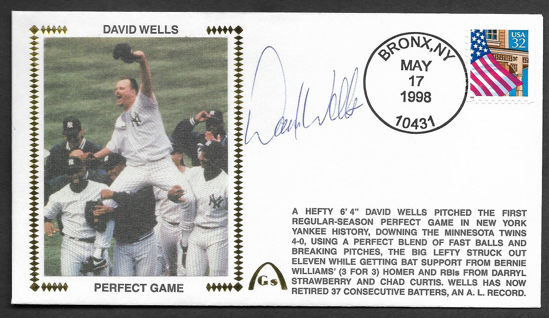 David Wells Autographed Perfect Game Gateway Stamp Envelope ...