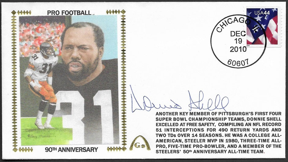 Donnie Shell Autographed Pro Football 90 Years Gateway Stamp Commemora ...
