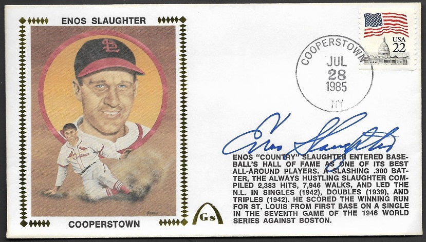 Enos Slaughter Autographed Hall Of Fame Induction Gateway Stamp Envelo ...