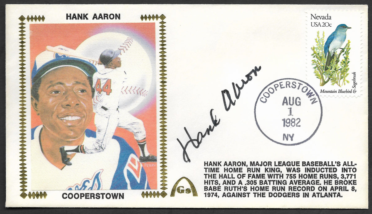 Hank Aaron Autographed Hall Of Fame Induction Gateway Stamp Envelope ...