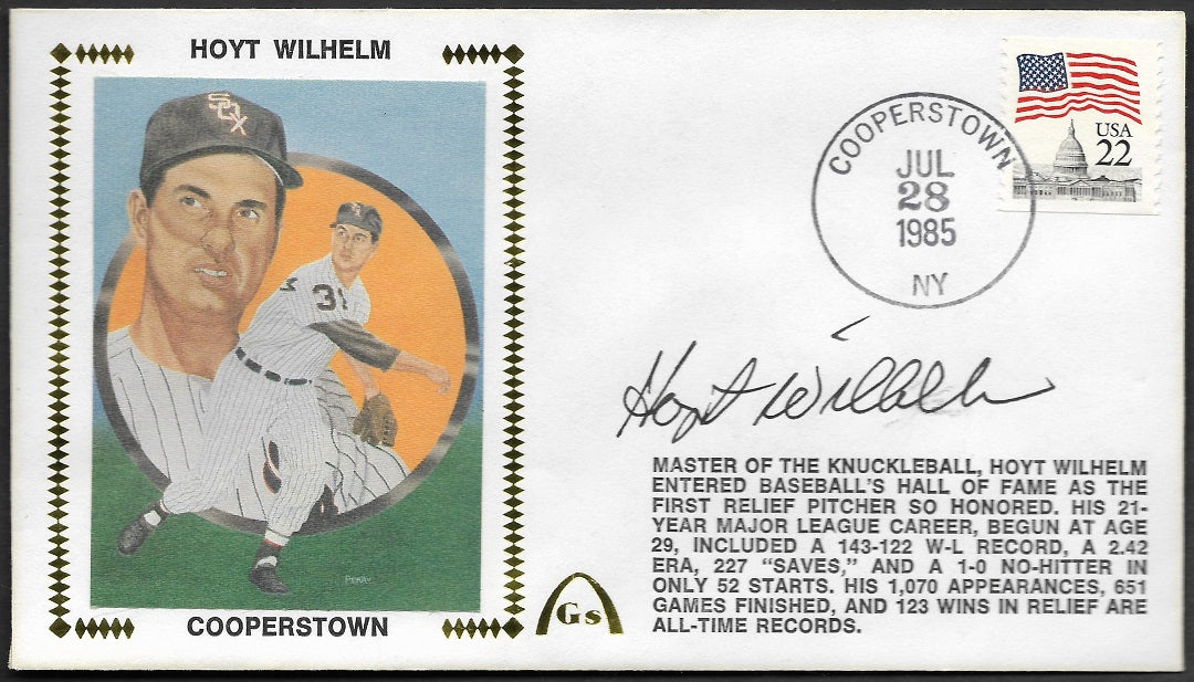 Hoyt Wilhelm Autographed Hall Of Fame Induction Gateway Stamp Envelope ...