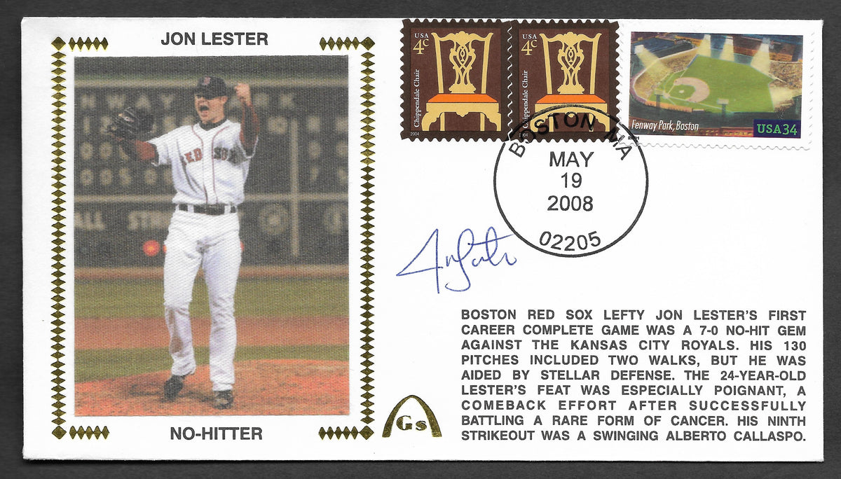 Jon Lester Autographed No Hitter Gateway Stamp Commemorative Cachet En ...