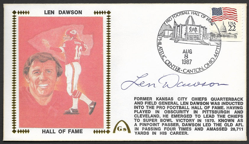 Len Dawson Autographed Hall Of Fame Induction Gateway Stamp Envelope ...