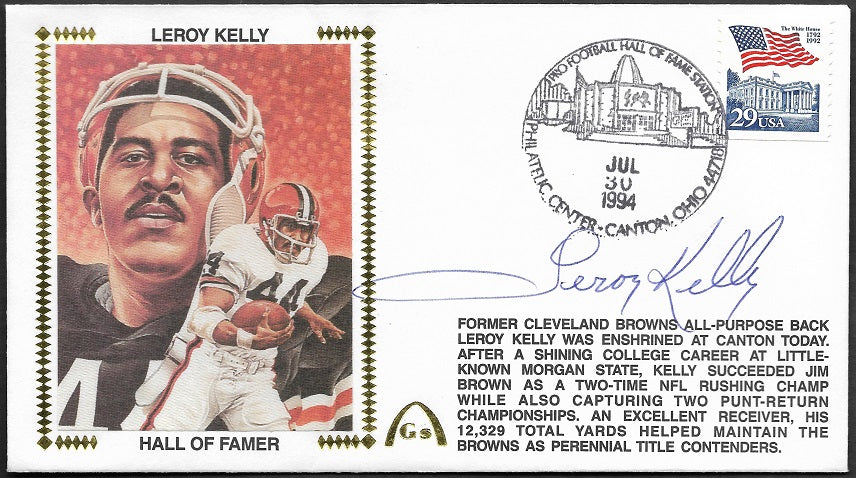 Leroy Kelly Autographed Hall Of Fame Induction Gateway Stamp Envelope ...