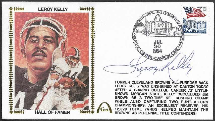 Leroy Kelly Autographed Hall Of Fame Induction Gateway Stamp Envelope ...