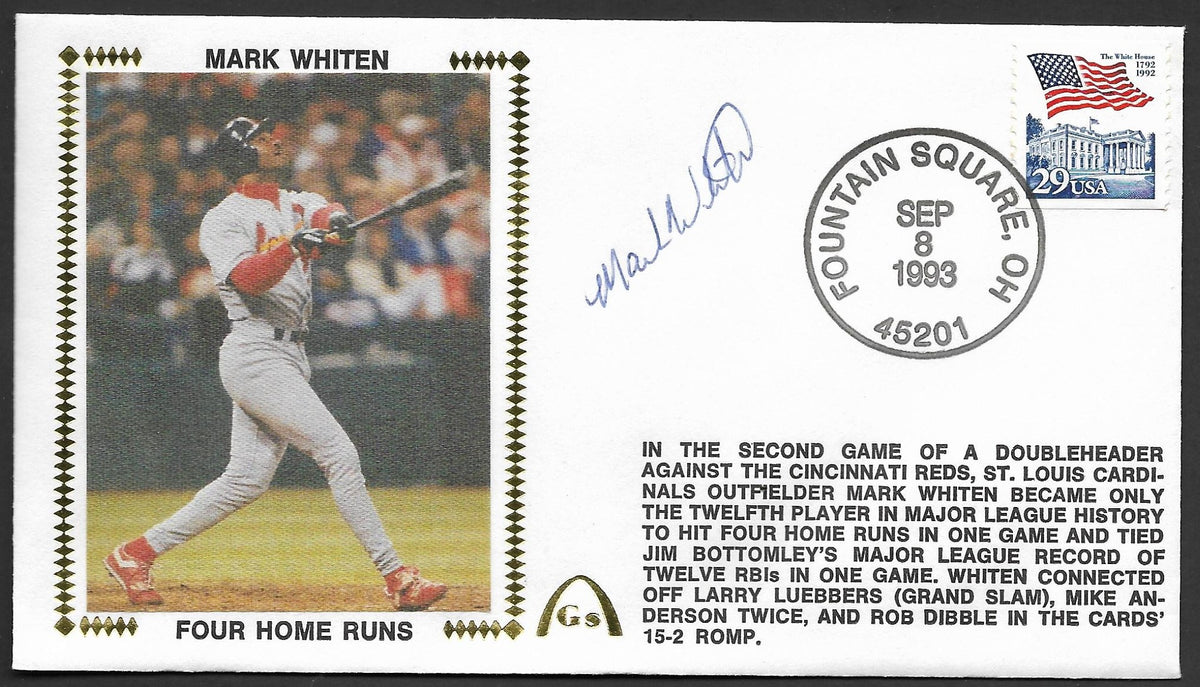 Mark Whiten Autographed 4 Home Run Game Gateway Stamp Cachet Envelope ...