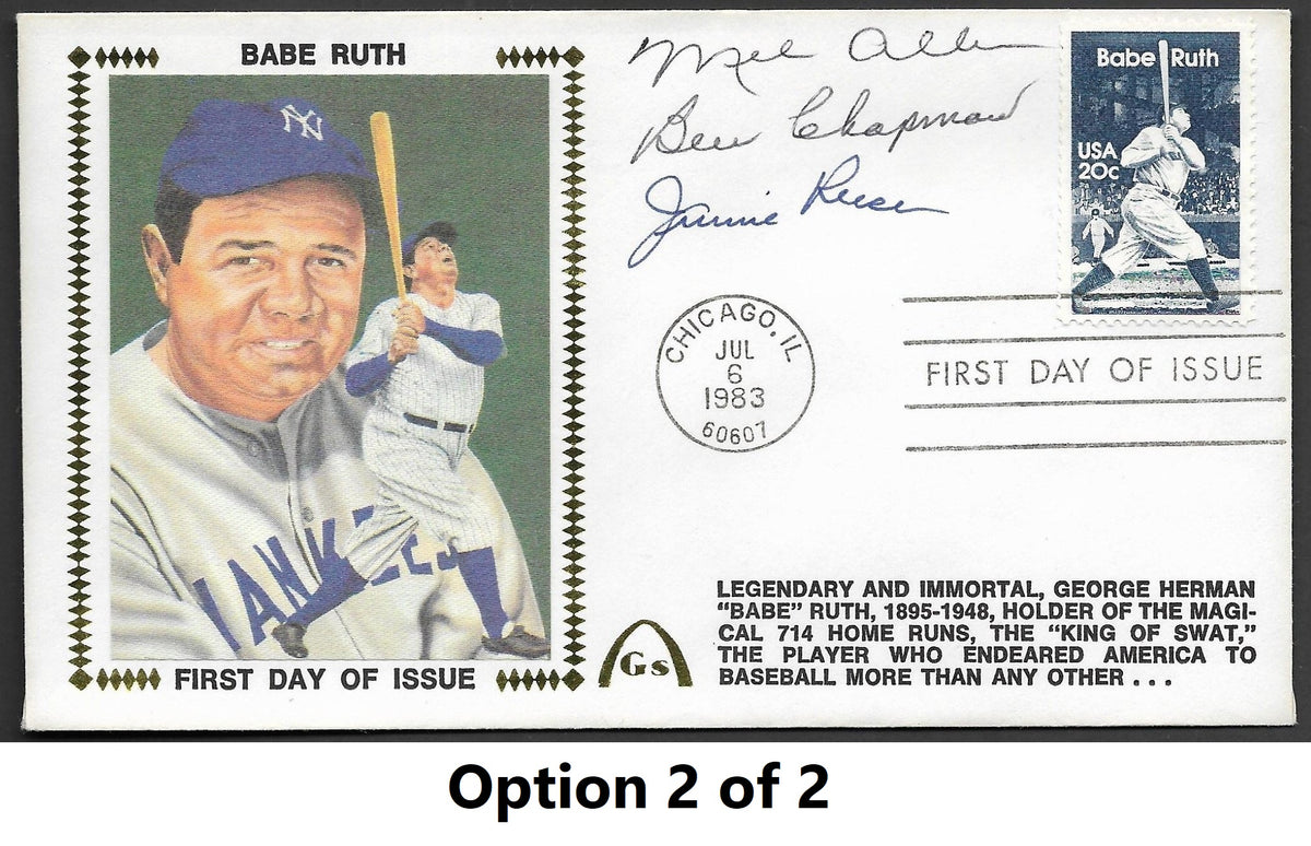 Mel Allen, Ben Chapman, & Jimmie Reese Autographed Babe Ruth USPS Stam ...