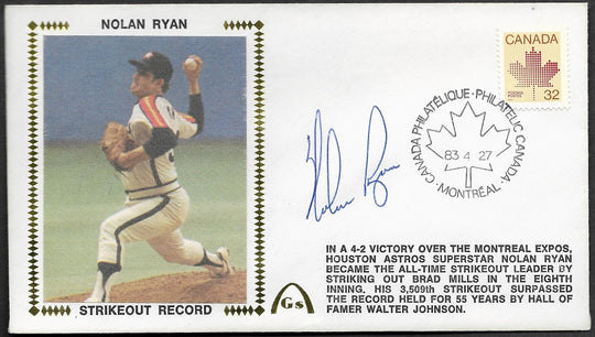 Nolan Ryan Autographed Career Strikeout Record Gateway Stamp Commemora ...