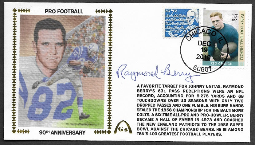 Raymond Berry Autographed Gateway Stamp Commemorative Cachet Envelope ...
