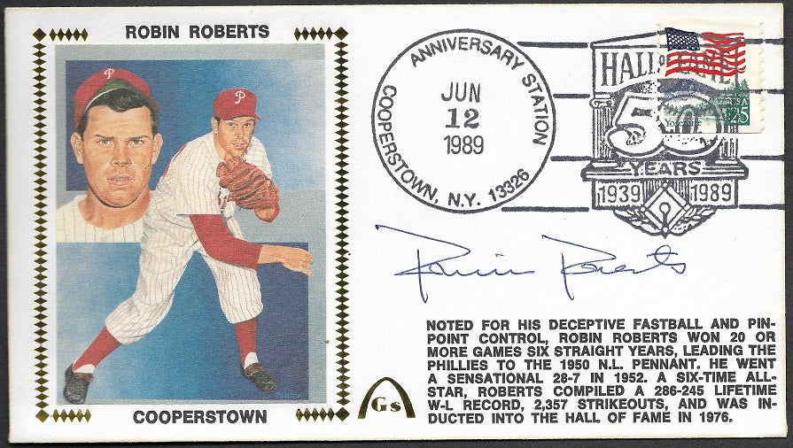 Robin Roberts Autographed Hall Of Fame 50th Anniversary Gateway Stamp ...