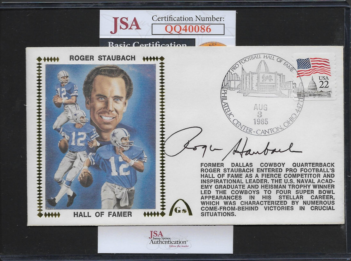 Roger Staubach JSA Autographed Hall Of Fame Gateway Stamp Commemorativ ...