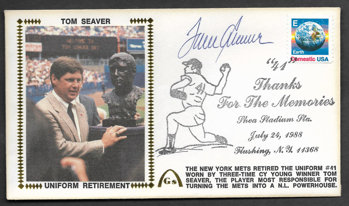 Tom Seaver New York Mets Uniform Retirement Autographed Gateway Stamp ...