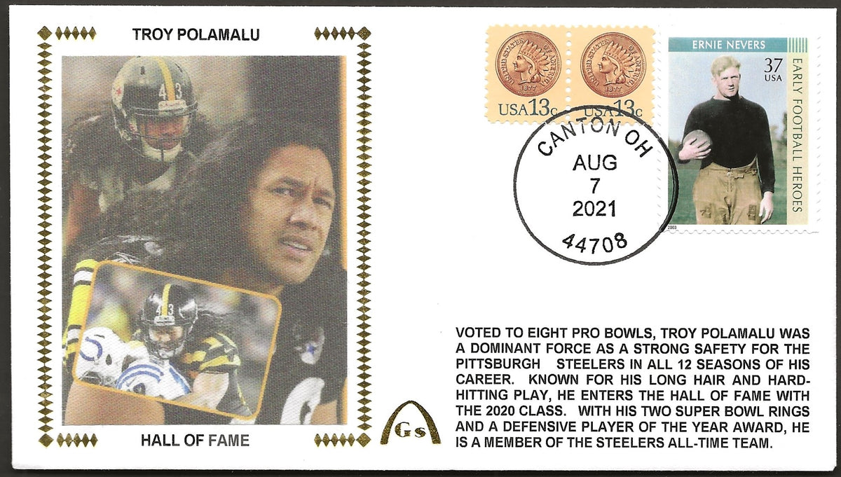 Troy Polamalu UN-Signed Hall Of Fame Gateway Stamp Envelope ...